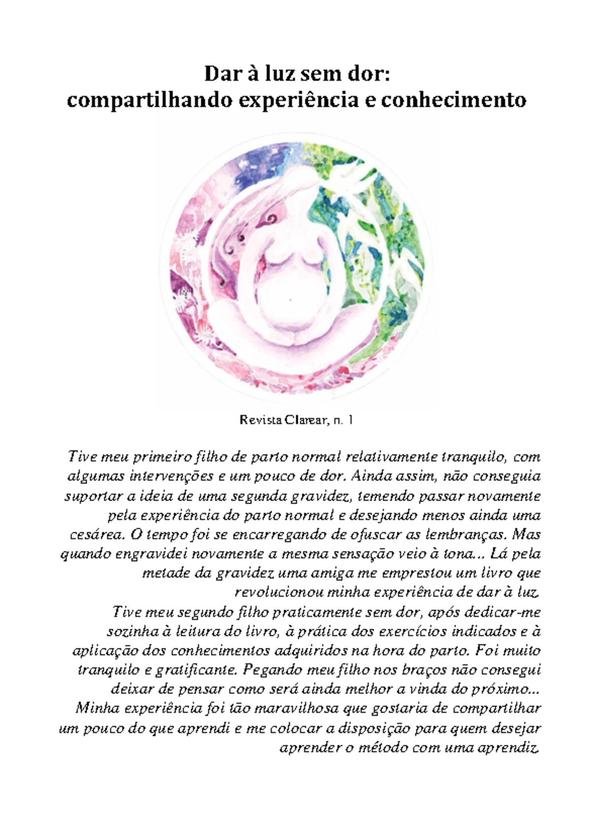 Parto sem Dor Reformulado - Dar à luz sem dor: compartilhando ...