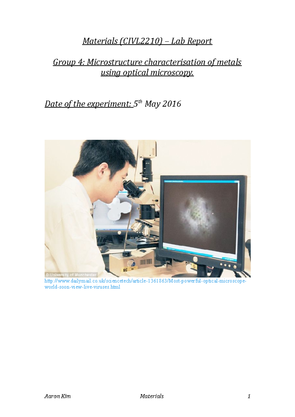 Materials-Report - Materials (CIVL2210) – Lab Report Group 4 ...