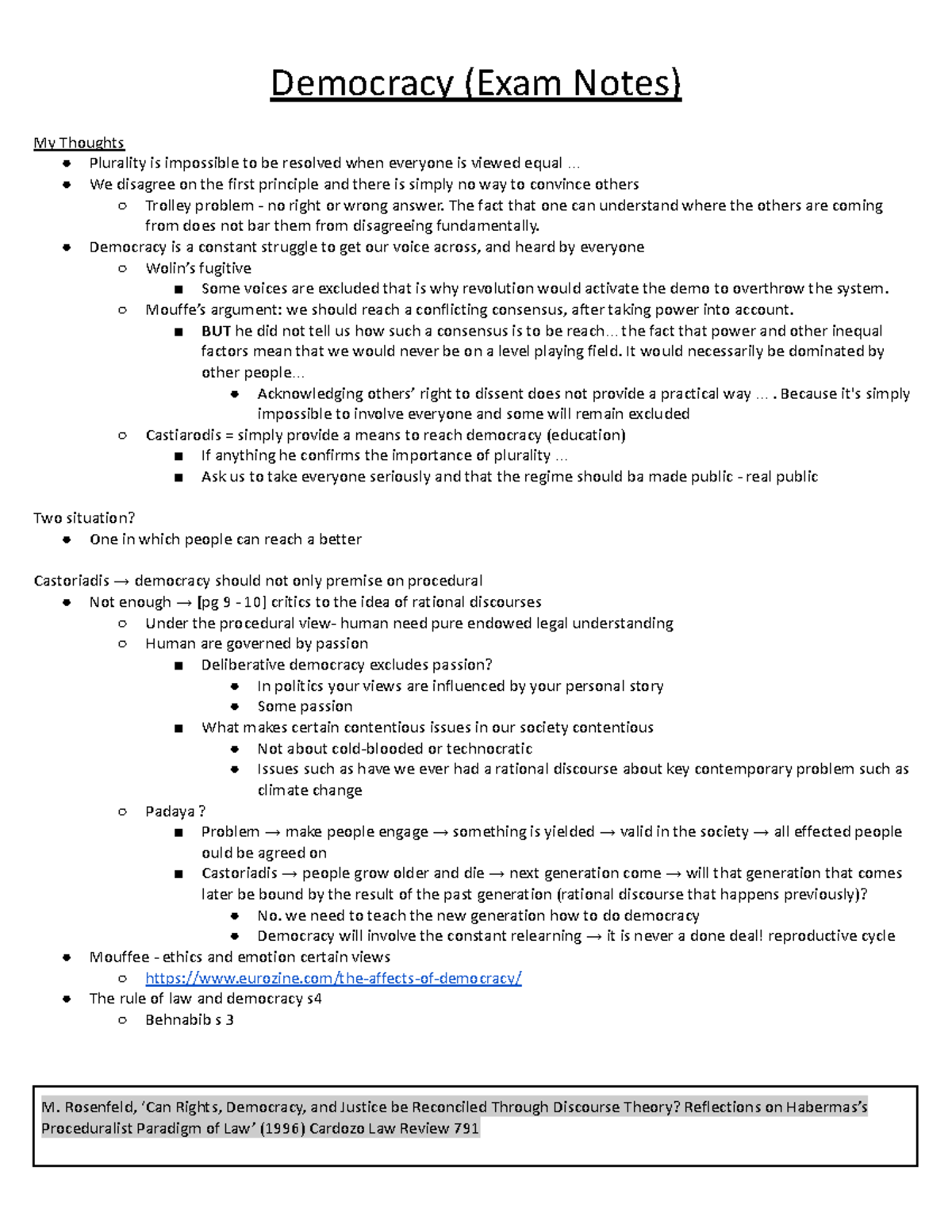 Democracy Exam Notes - Democracy (Exam Notes) My Thoughts Plurality is ...