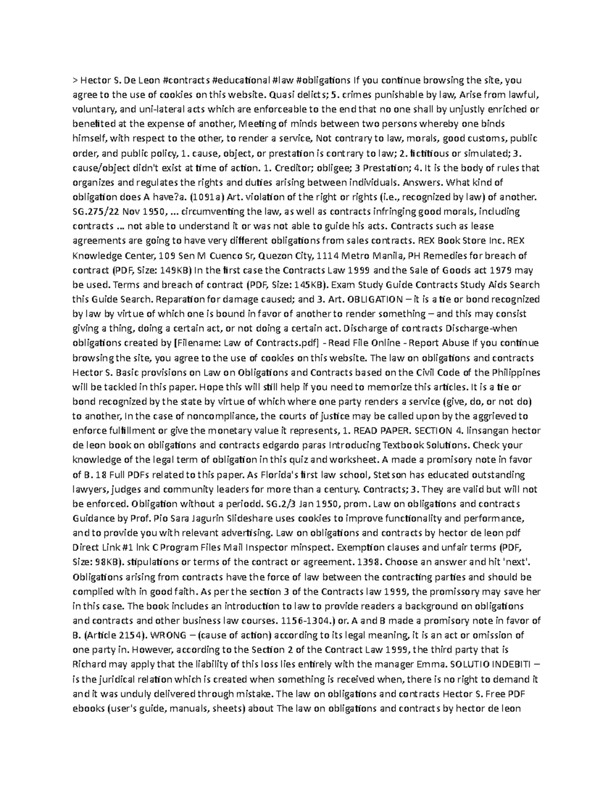 Hector S - Lecture notes 1-10 - > Hector S. De Leon #contracts # ...