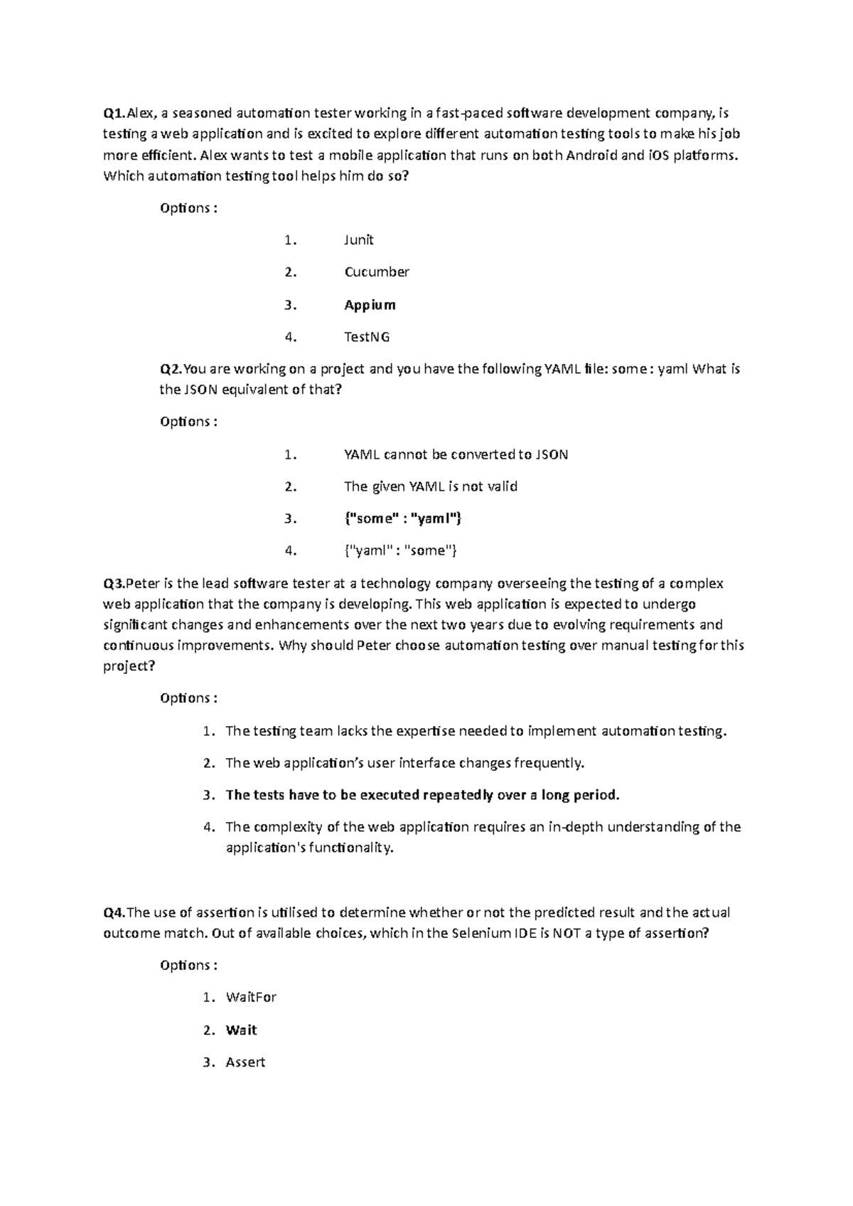 T12 Selenium Assesment Answer - Q1, a seasoned automation tester ...