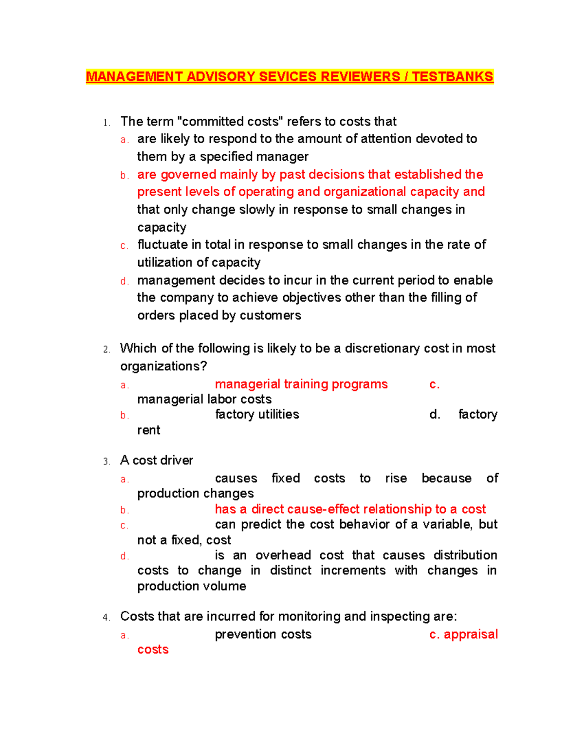 MAS - Test Bank - Account to be a smart listener's - MANAGEMENT ...