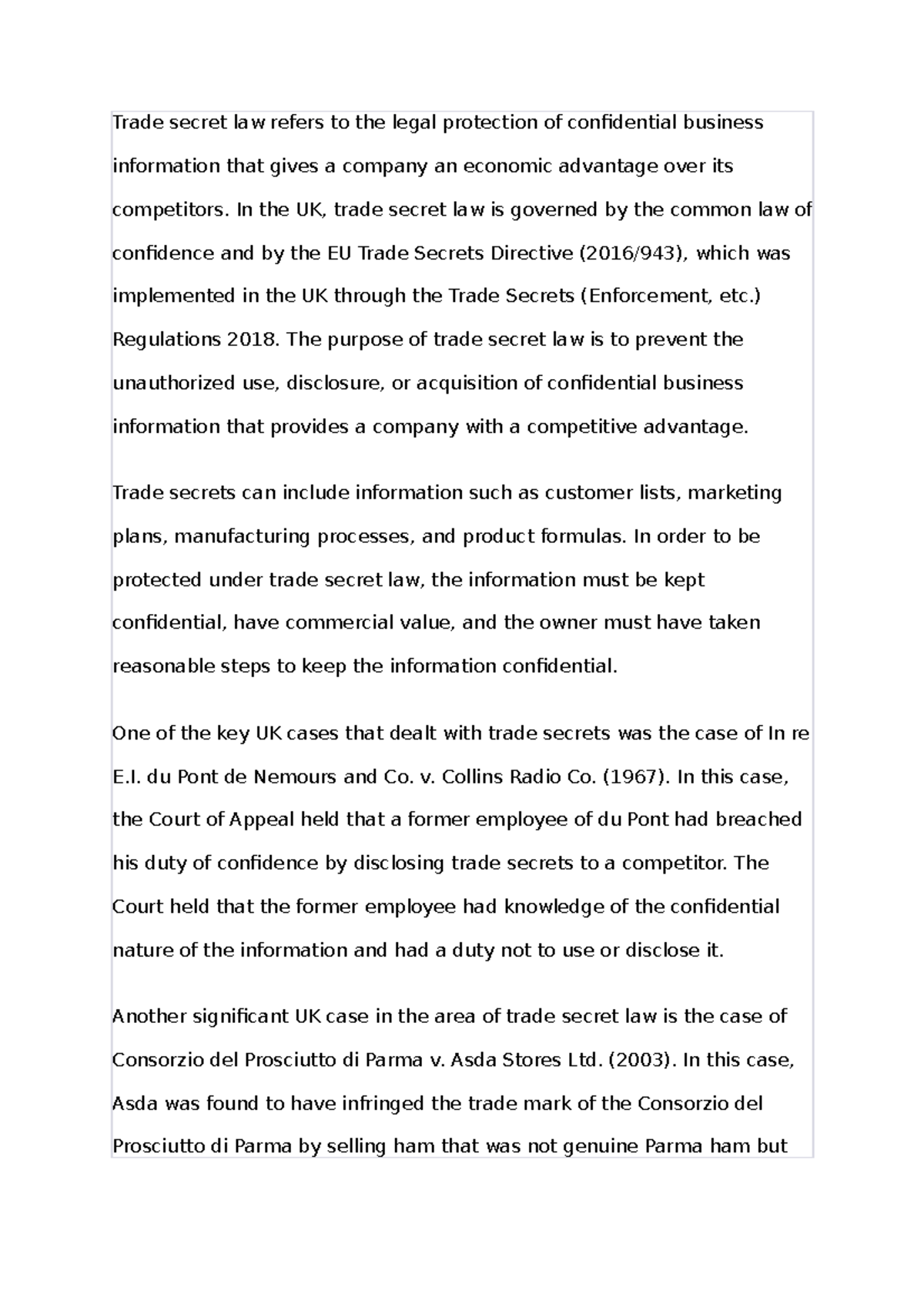 Trade Secret Law Trade Secret Law Refers To The Legal trade-secret-law-trade-secret-law-refers-to-the-legal