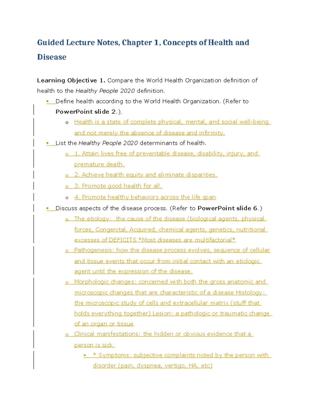 Ch 1 GLN - Answer guided lecture notes - Guided Lecture Notes, Chapter ...