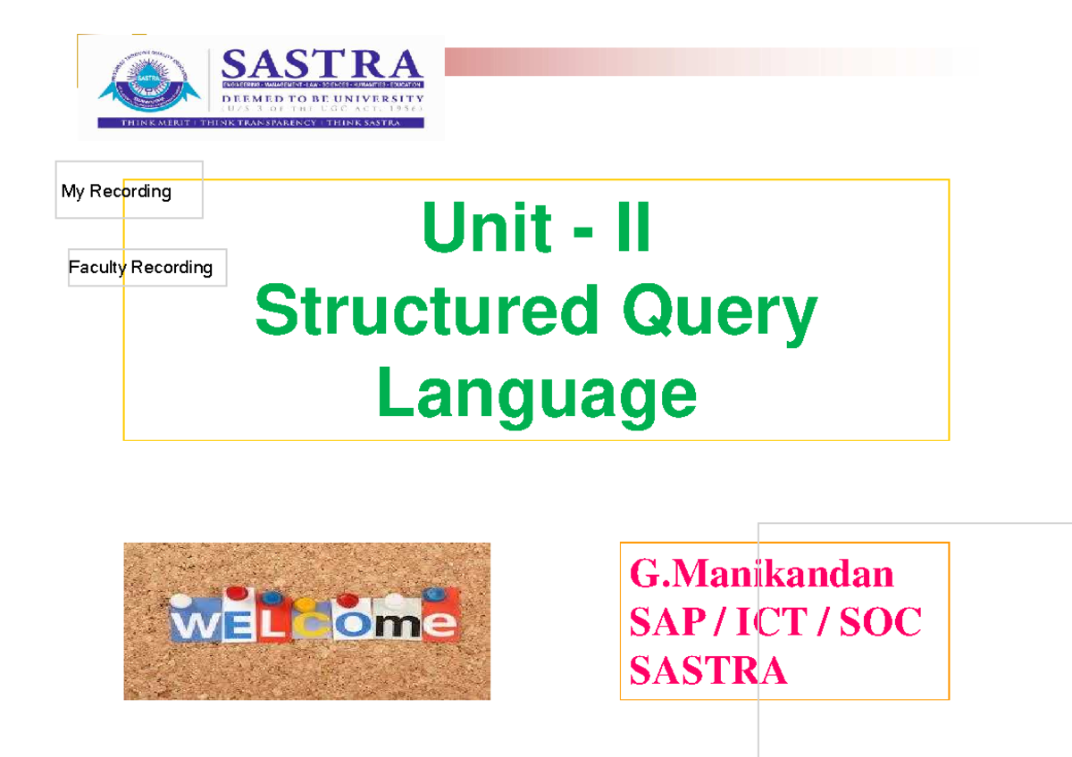 8 Sql Triggers And Group By Unit Ii Structured Query Language G