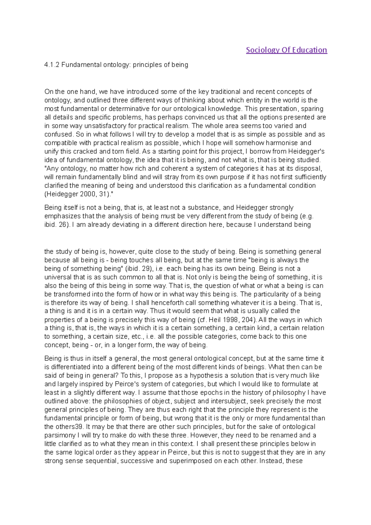 Sociology Of Education Fundamental ontology principles of being 11 ...