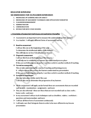 Interview questions for educators - HOW WOULD YOU MAINTAIN DISCIPLINE ...