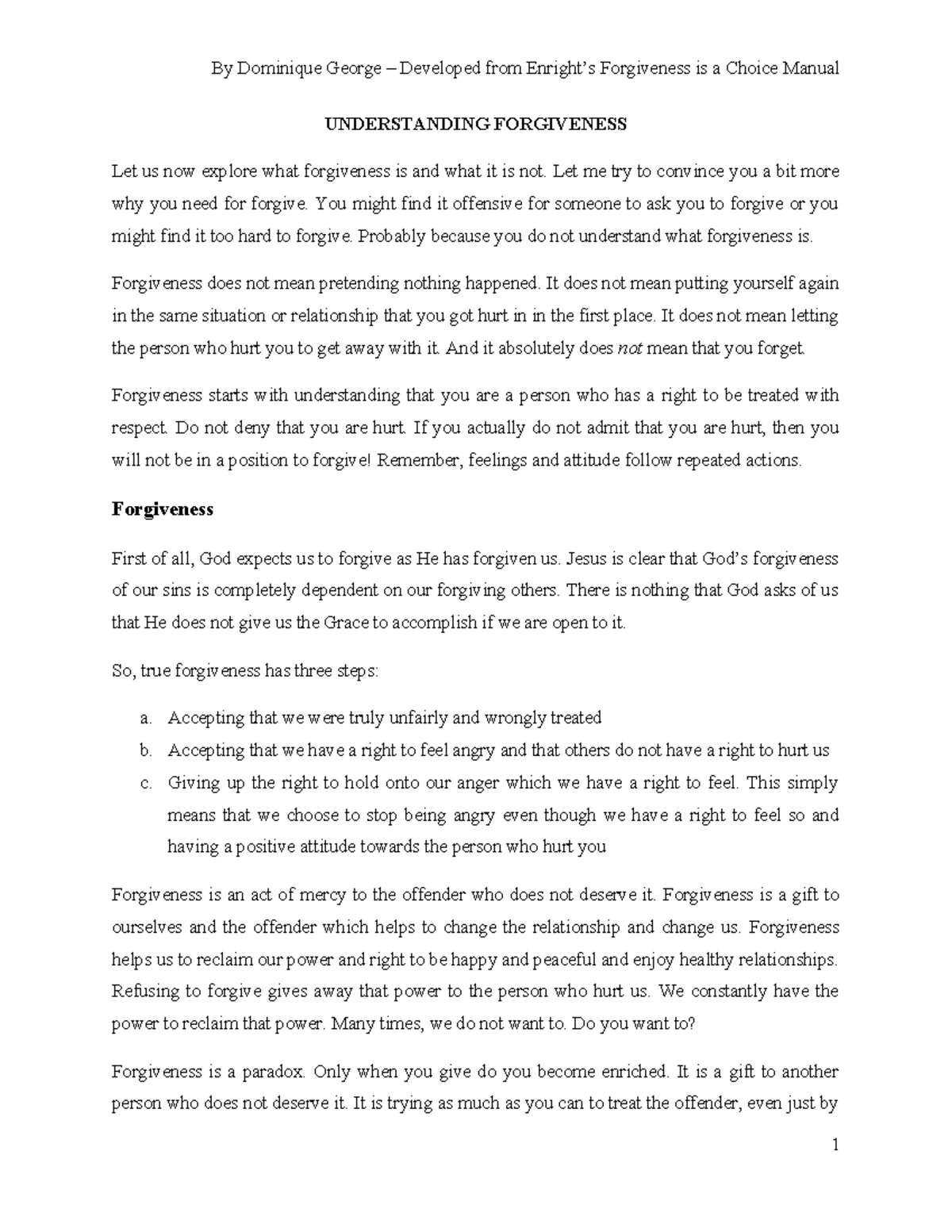 2. Understanding forgiveness - UNDERSTANDING FORGIVENESS Let us now ...