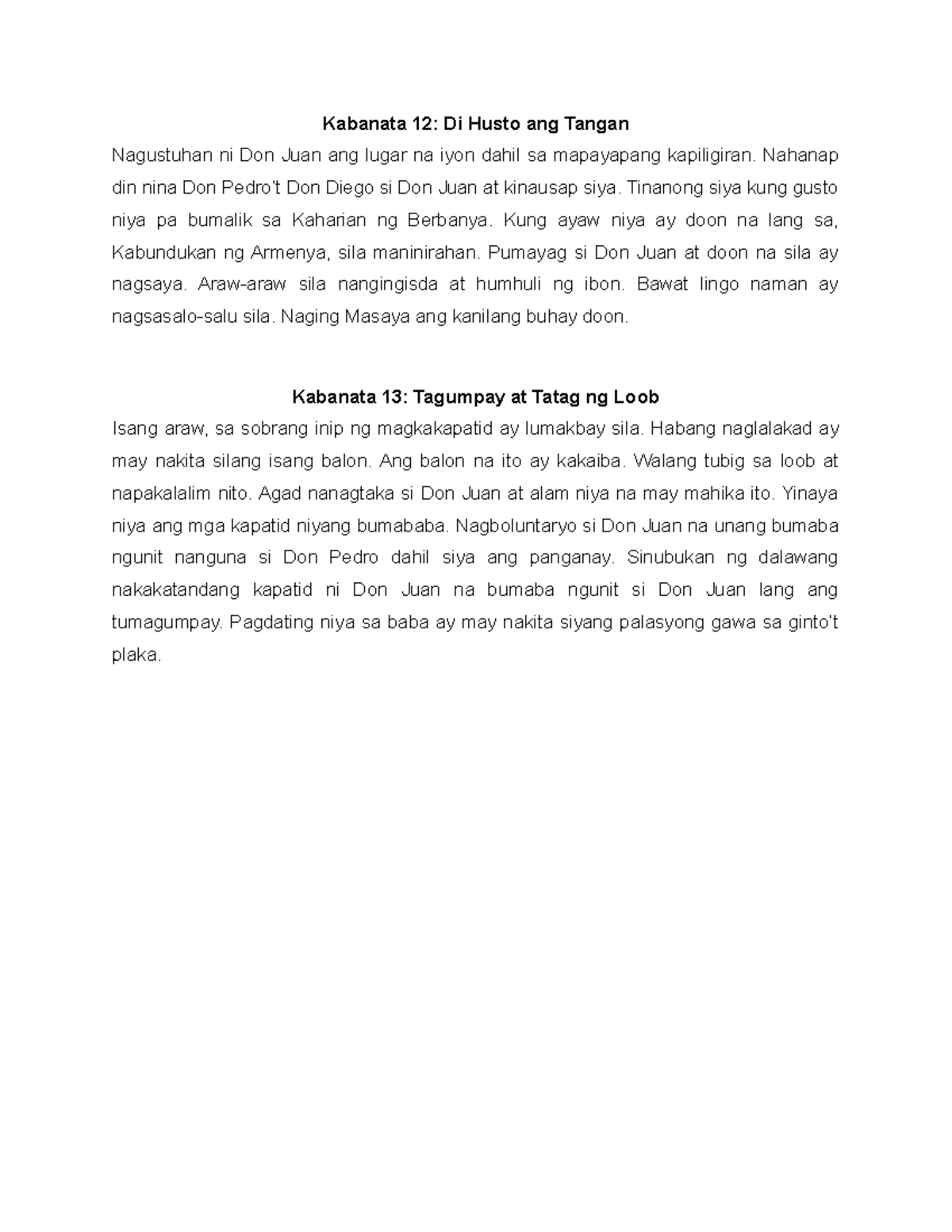 Kabanata 12 - Lecture notes 12 - Kabanata 12: Di Husto ang Tangan ...