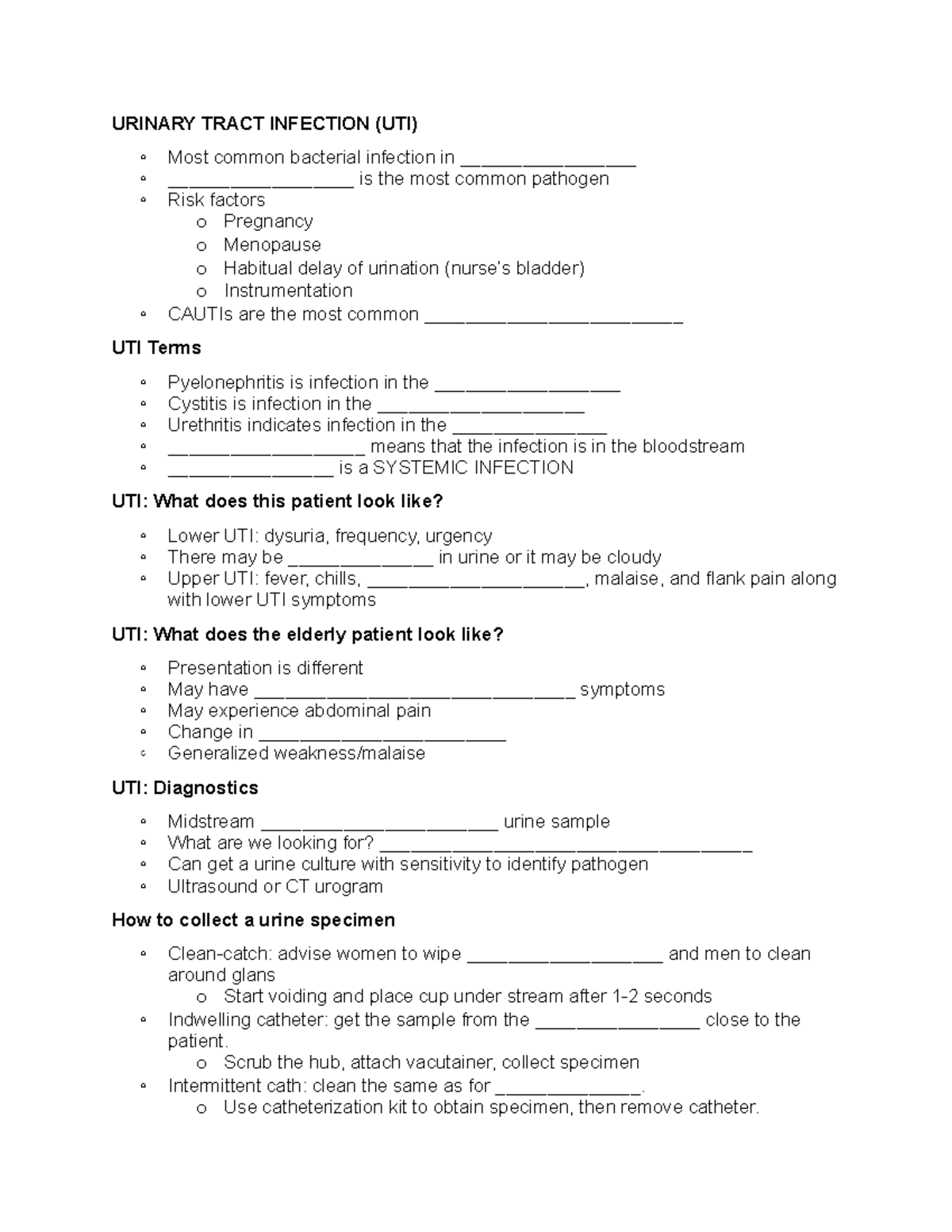 Urinary tract infection Lecture Notes - URINARY TRACT INFECTION (UTI ...