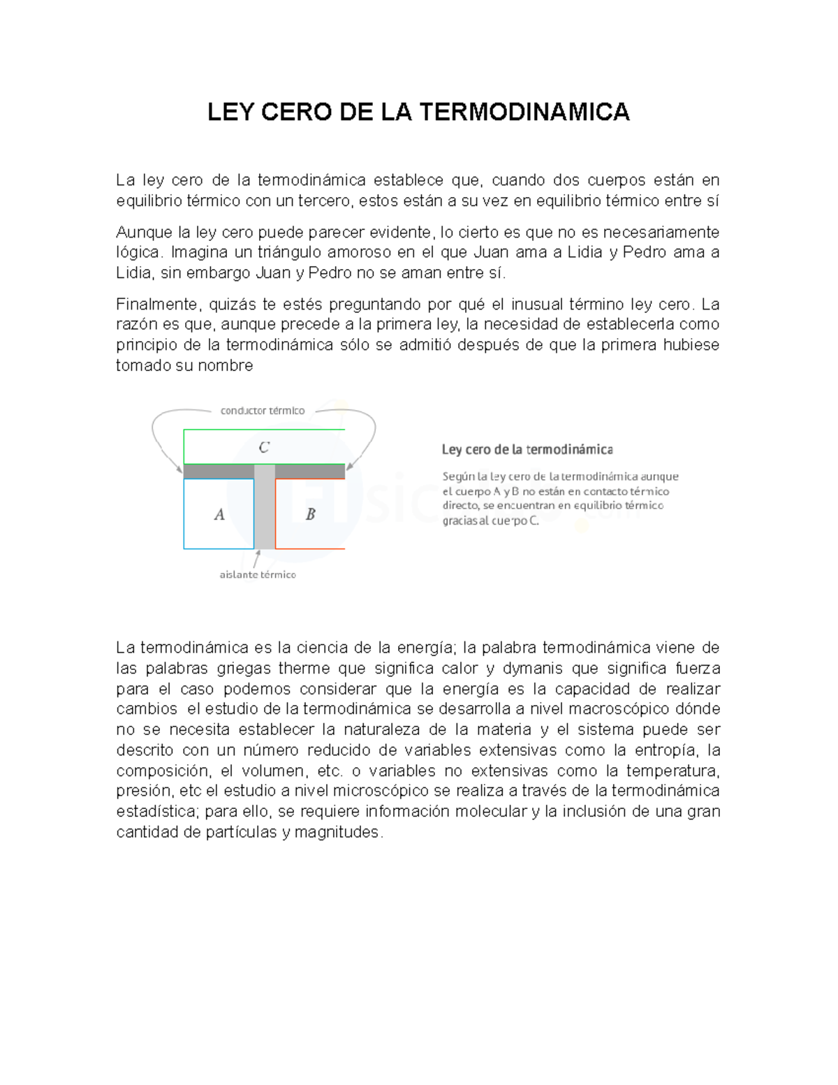 LEY CERO DE LA Termodinamica - LEY CERO DE LA TERMODINAMICA La ley cero ...