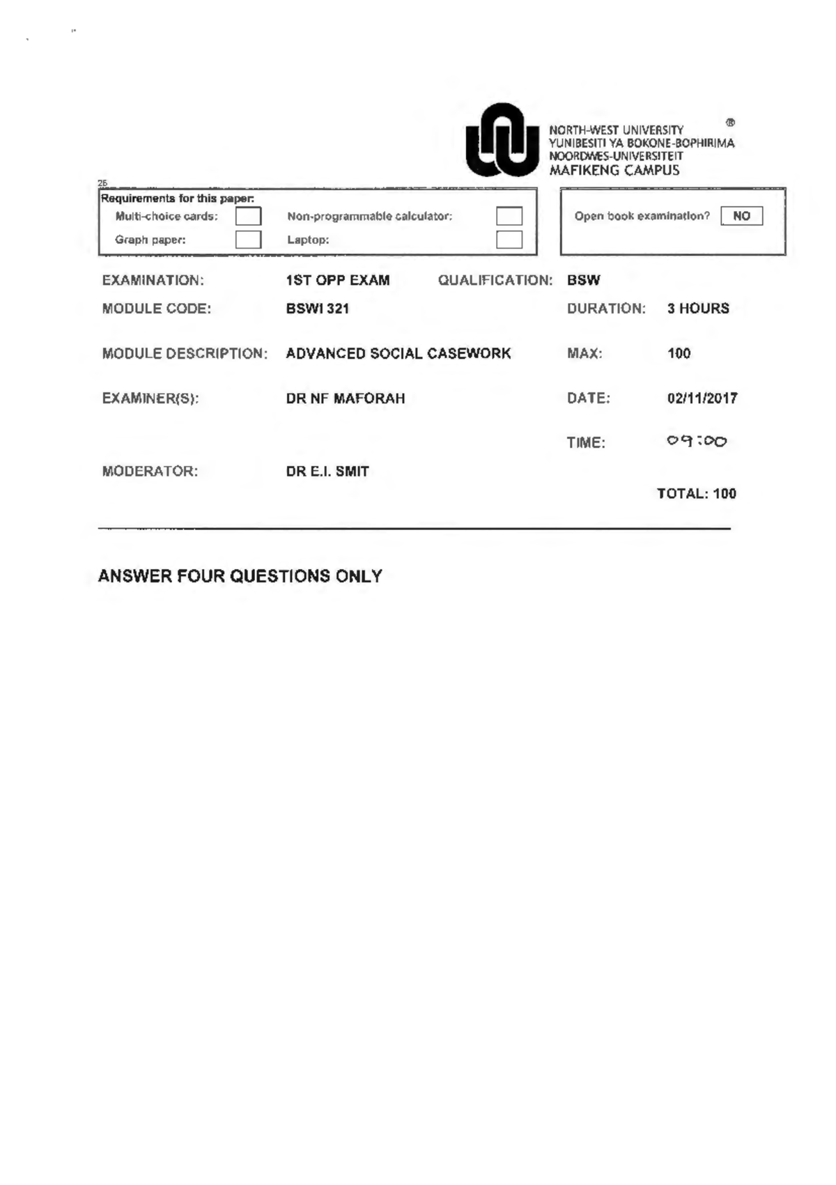Exam November 2017, questions - 26 Requirements for this paper: Multi ...