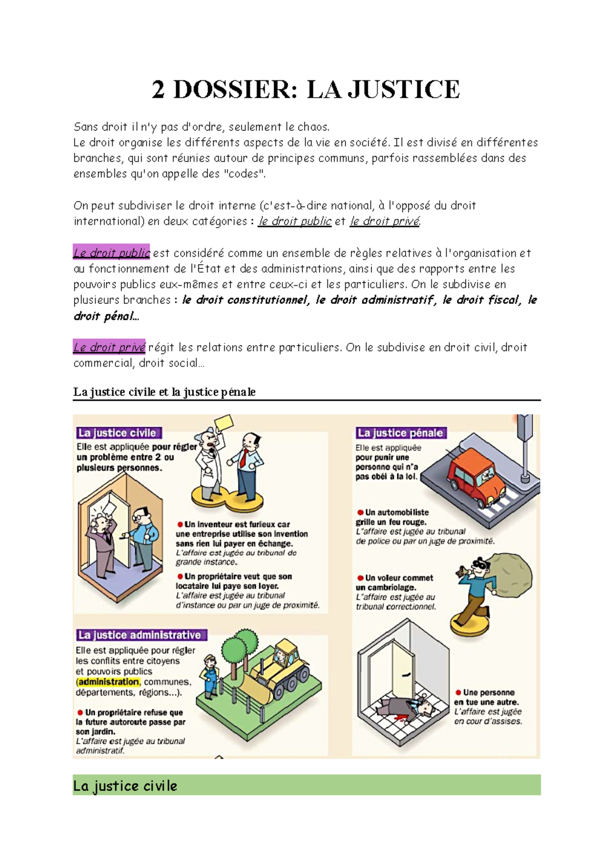 Dossier la justice - Frans - 2 DOSSIER: LA JUSTICE Sans droit il n'y ...