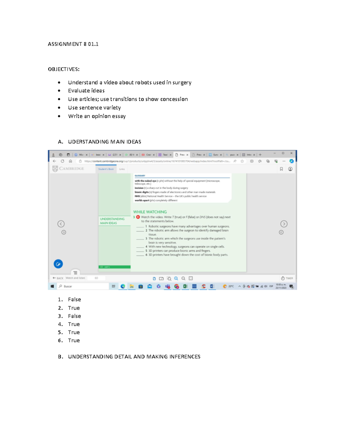 Assignment 8 01 con ensayo Alejandra - ASSIGNMENT 8 01. OBJECTIVES: Understand a video about ...