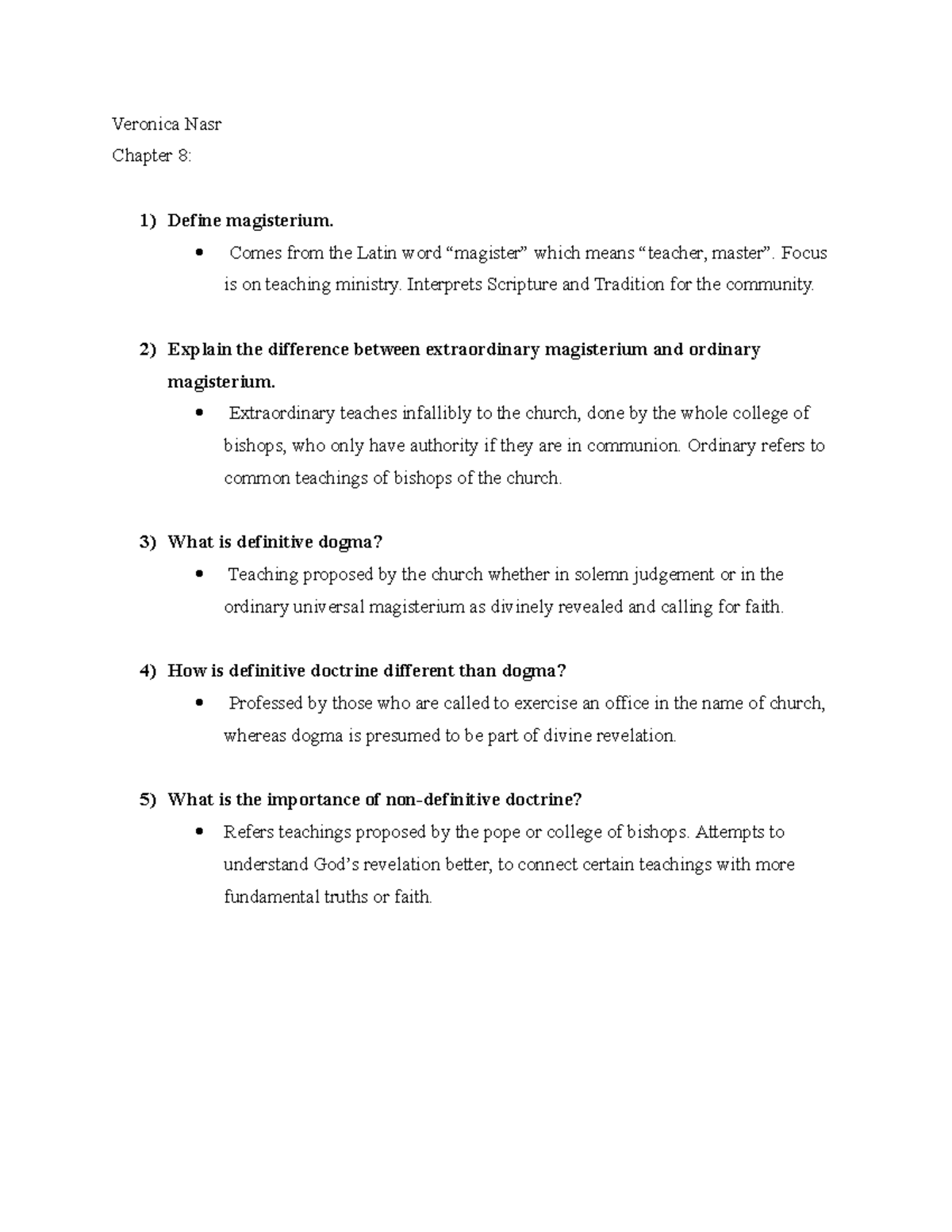 Homework 8 - Dr. William J. Mascitello - Veronica Nasr Chapter 8: 1 ...