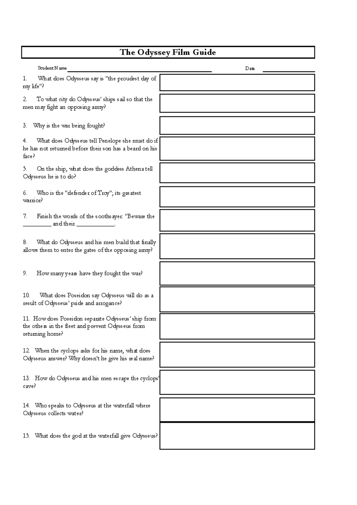 The+Odyssey+-+Film+Guide+Questions - Date What does the god at the ...