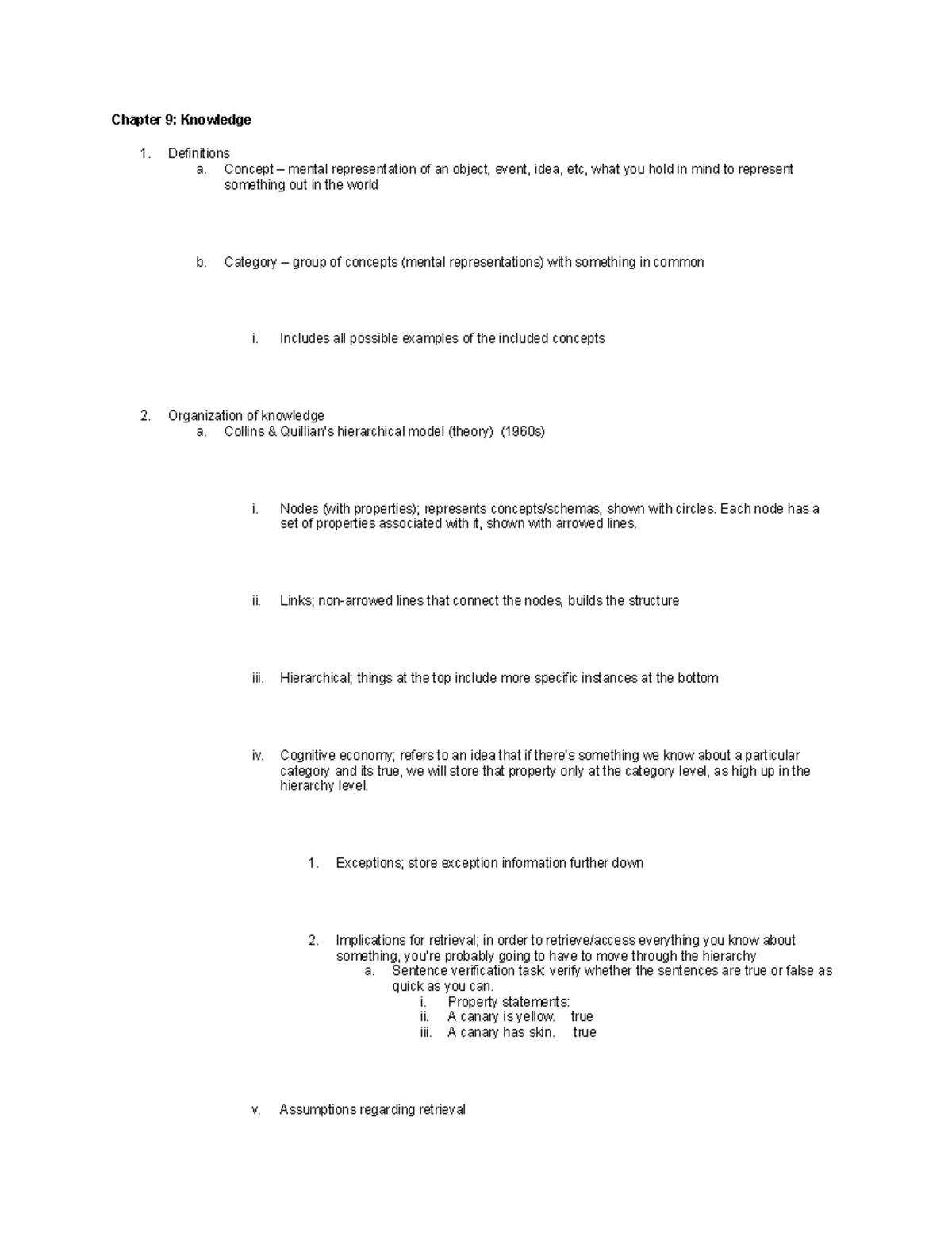 Psych 256 chapter 9 knowledge - Chapter 9: Knowledge Definitions a ...