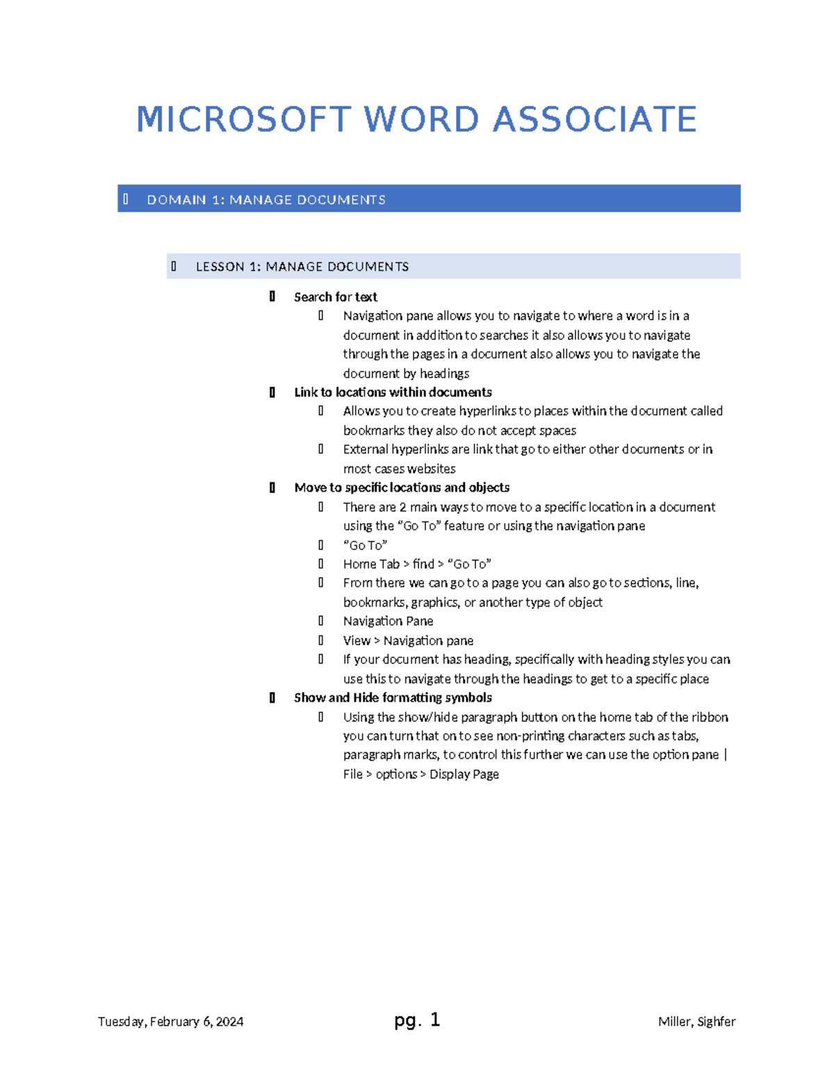 Microsoft Office Word Associate - MICROSOFT WORD ASSOCIATE DOMAIN 1 ...