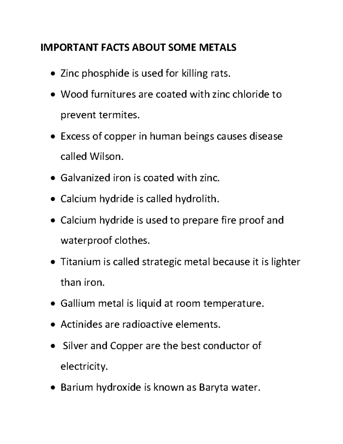 Important facts about metal - IMPORTANT FACTS ABOUT SOME METALS Zinc ...