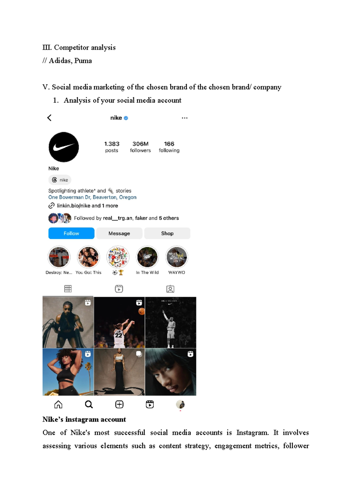 Social EC Report - Báo cáo cuối kì về Nike - III. Competitor analysis ...