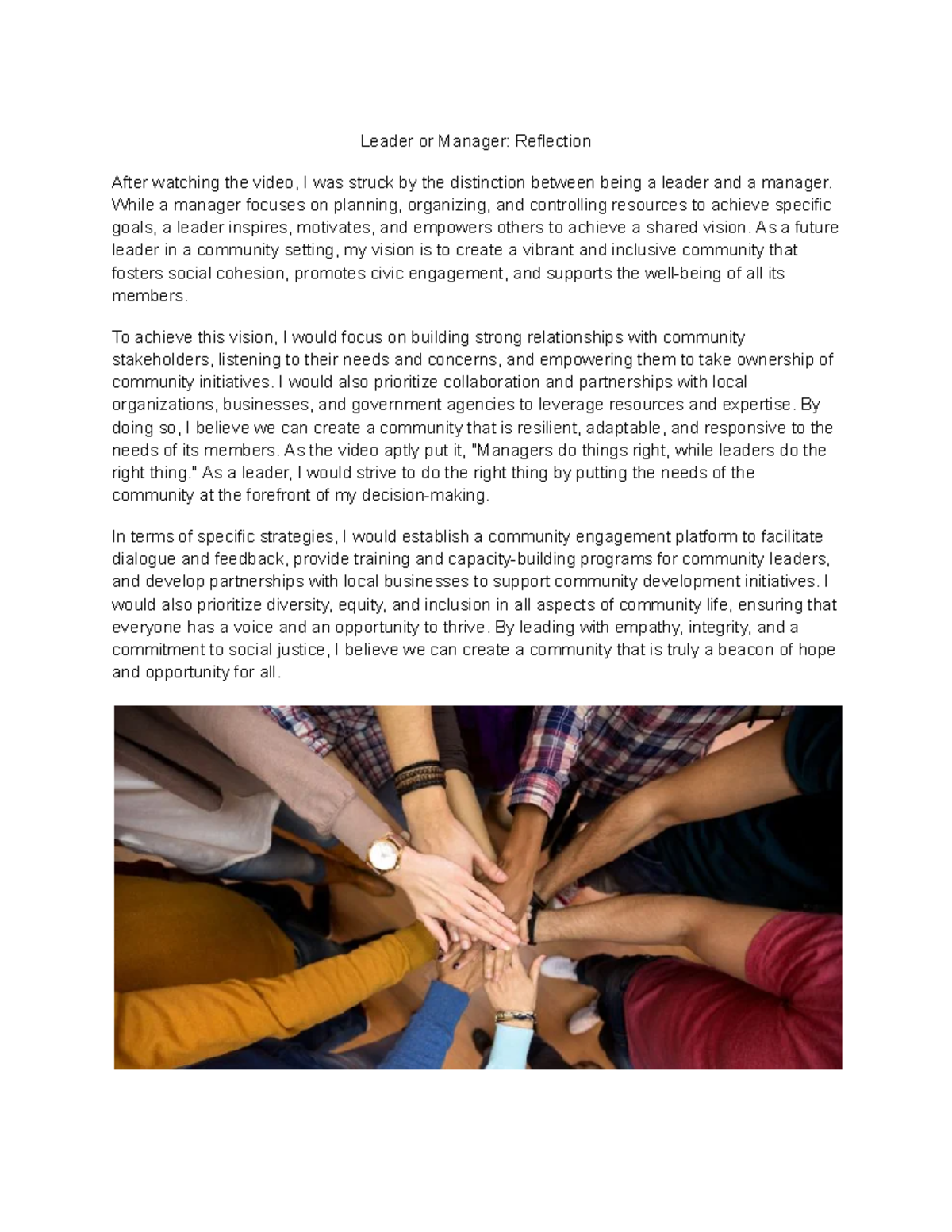 Leader or Manager Reflection - Leader or Manager: Reflection After ...