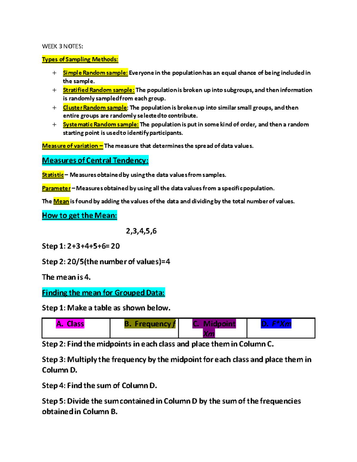Ch3notesmat 210 - Chapter 3 notes/week 3 notes for MAT210. - WEEK 3 ...
