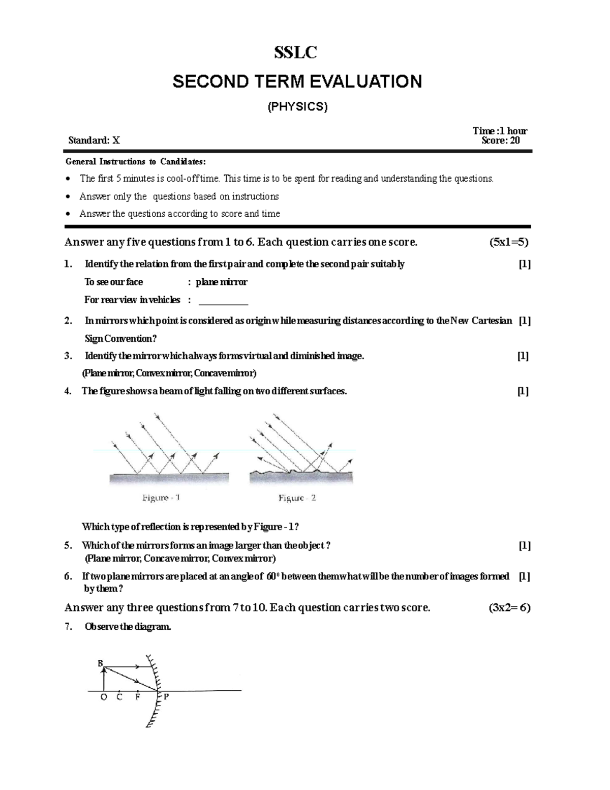 Ref. of Light - Summary Physics - Standard: X Score: 20 SSLC SECOND ...