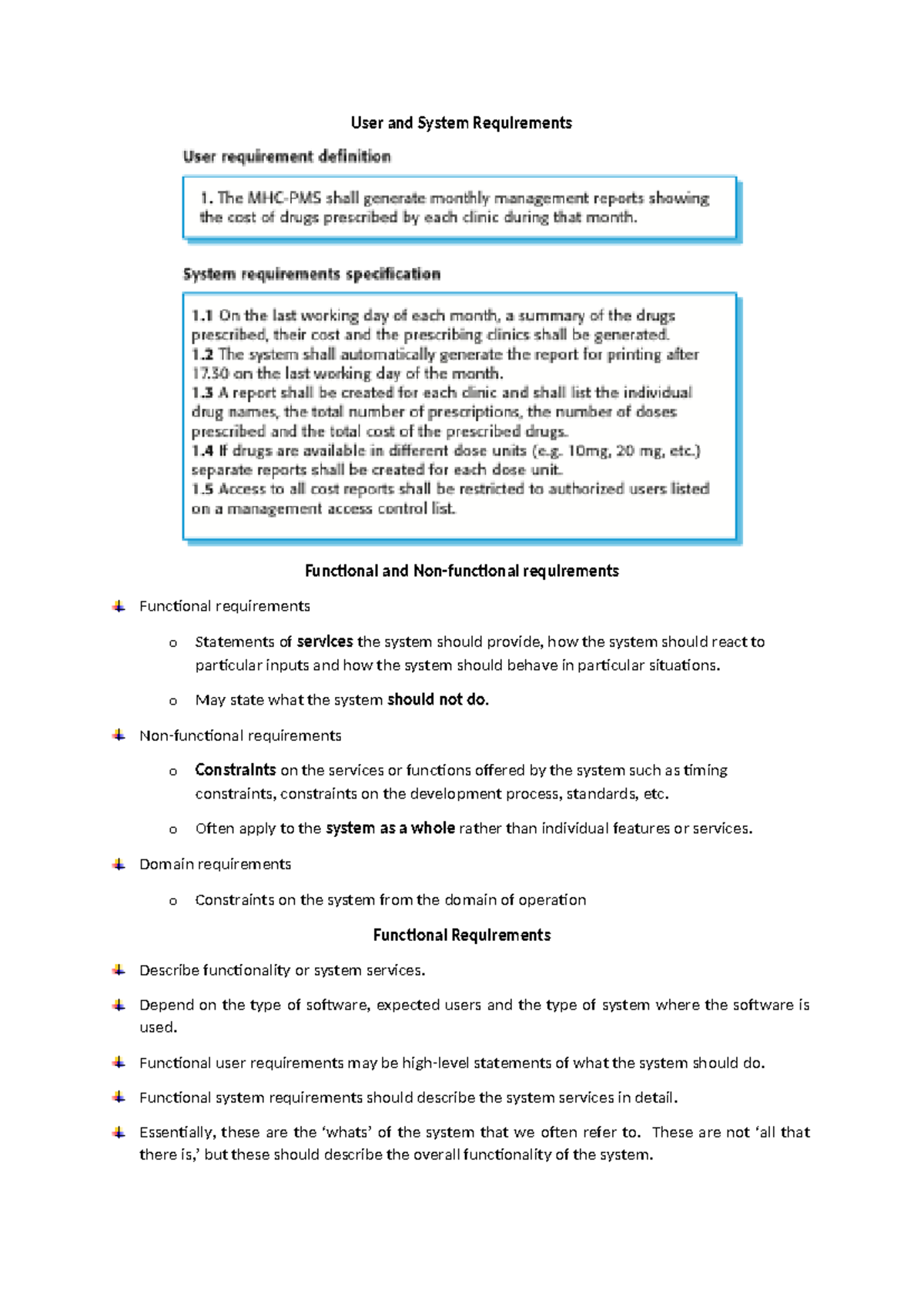 User and System Requirements - User and System Requirements Functional ...