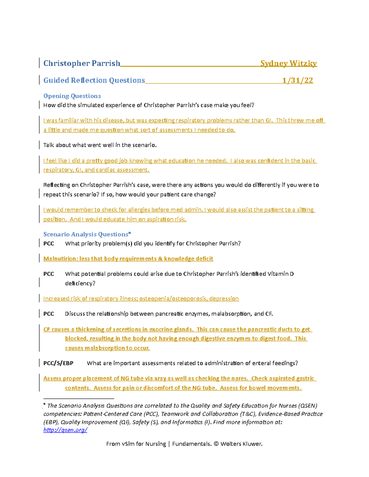 Fundamentals Case Christopher Parrish GRQ - Christopher Parrish Sydney Witzky Guided Reflection ...