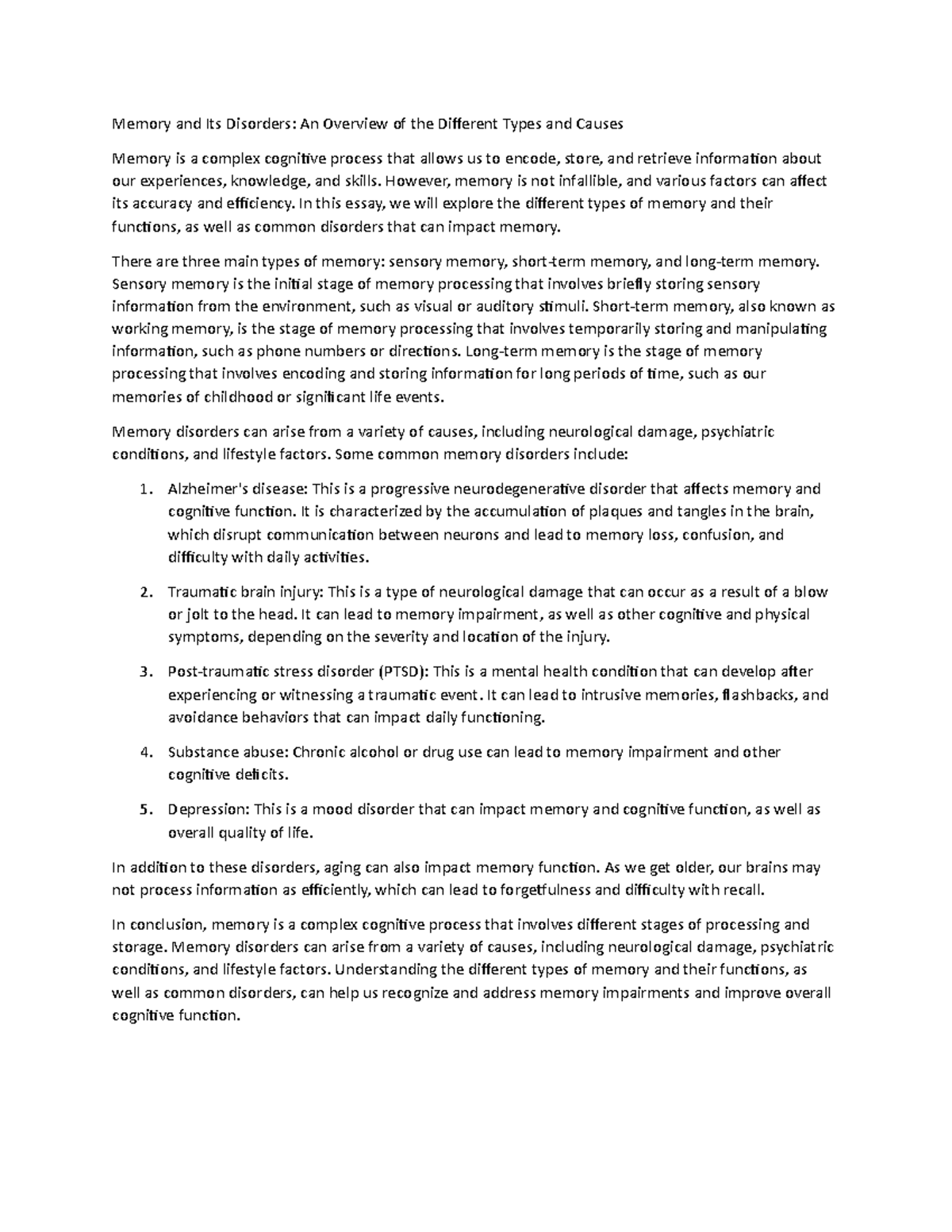 Memory and Its Disorders - However, memory is not infallible, and ...