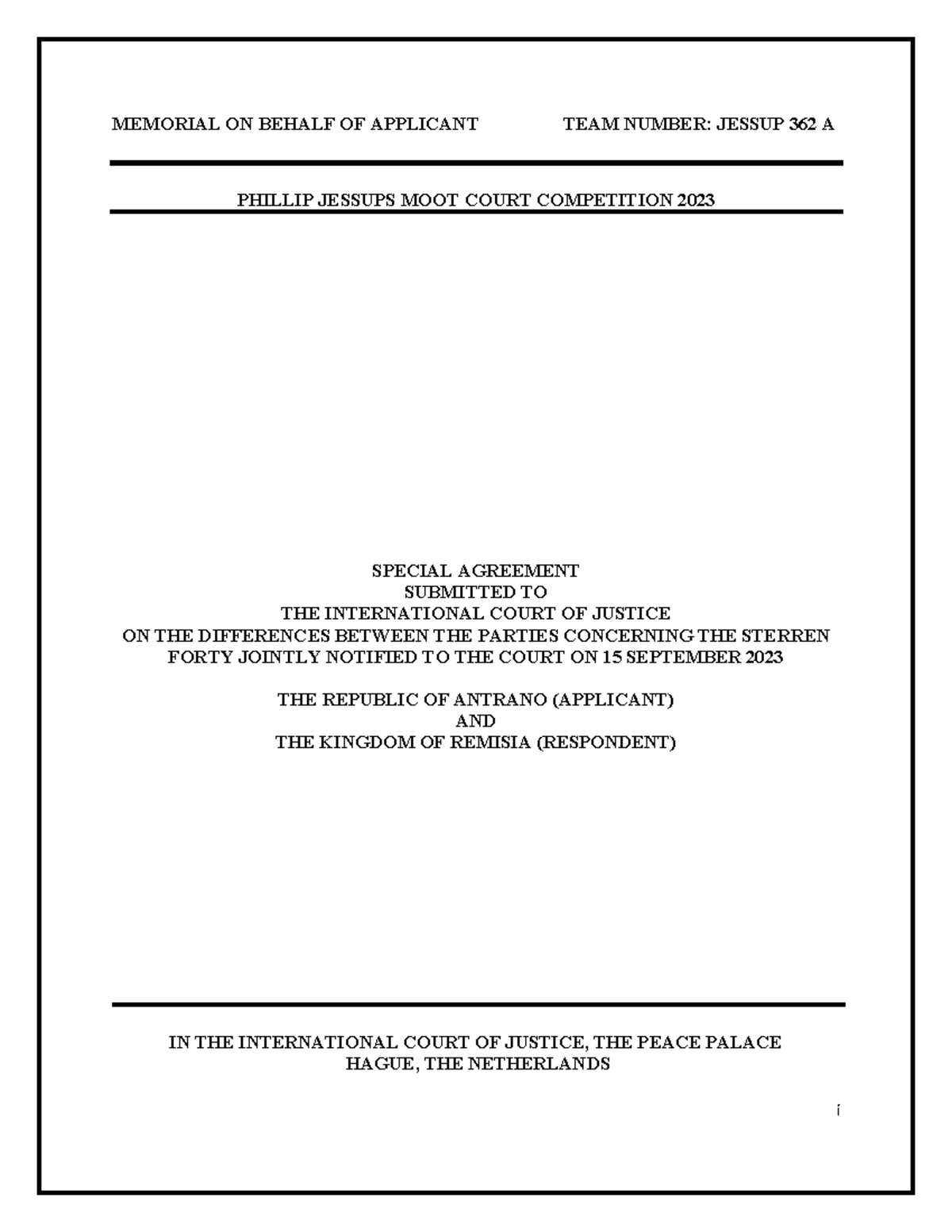 362A - Moot preposition and memorial - MEMORIAL ON BEHALF OF APPLICANT ...