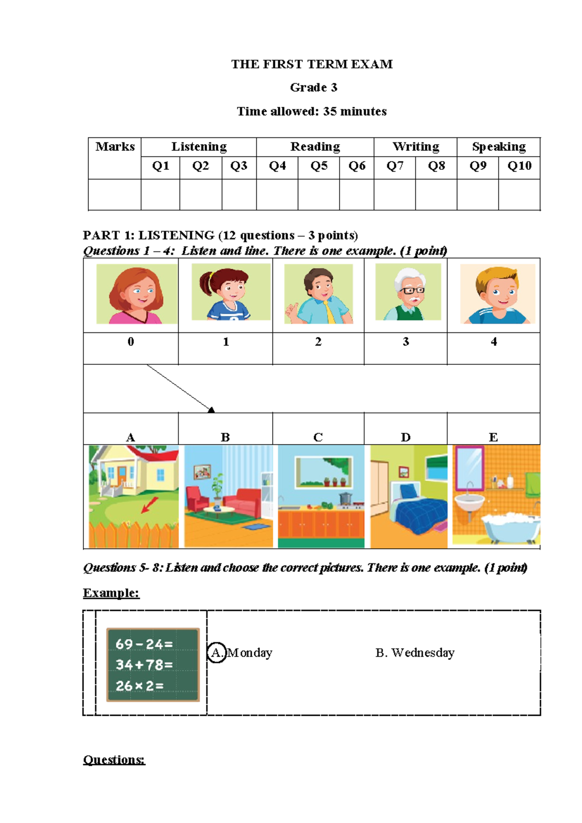 THE First TERM EXAM - good - THE FIRST TERM EXAM Grade 3 Time allowed ...