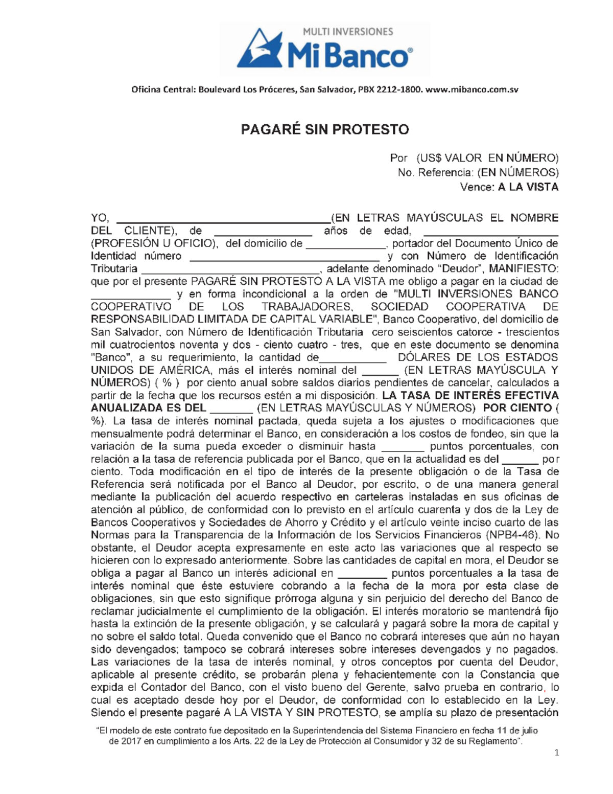 09 Mi Banco Pagare Sin Protesto Vista - MULTI INVERSIONES Mi Banco ...