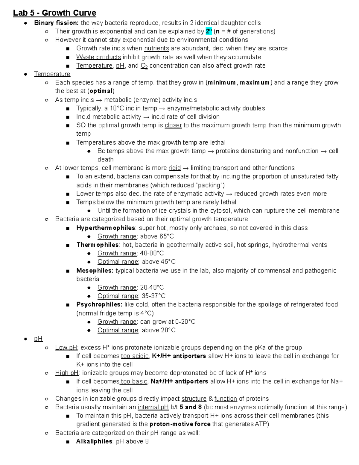 Notes for Lab 5 - Lab 5 - Growth Curve Binary fission: the way bacteria ...