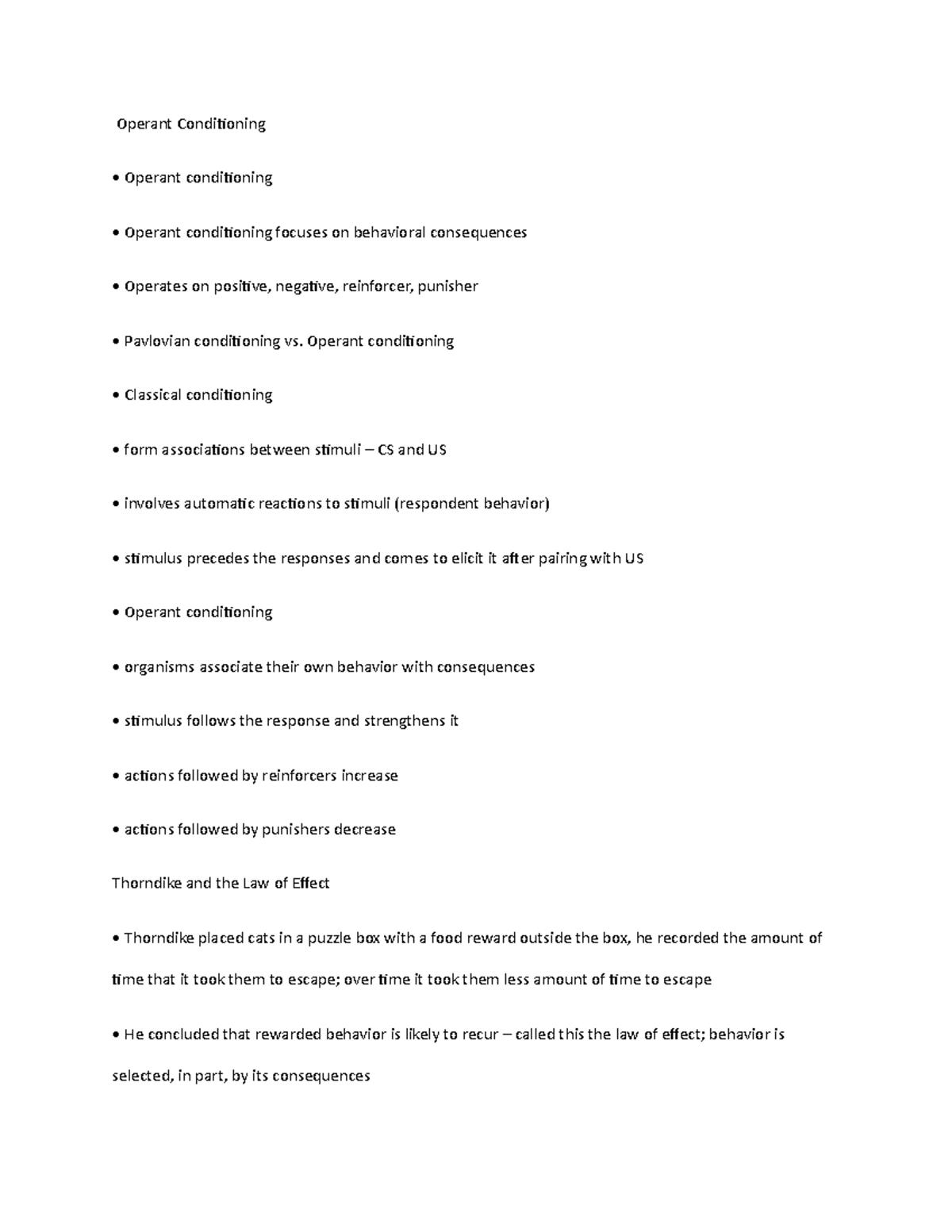 Operant Conditioning Notes - Operant Conditioning Operant conditioning ...