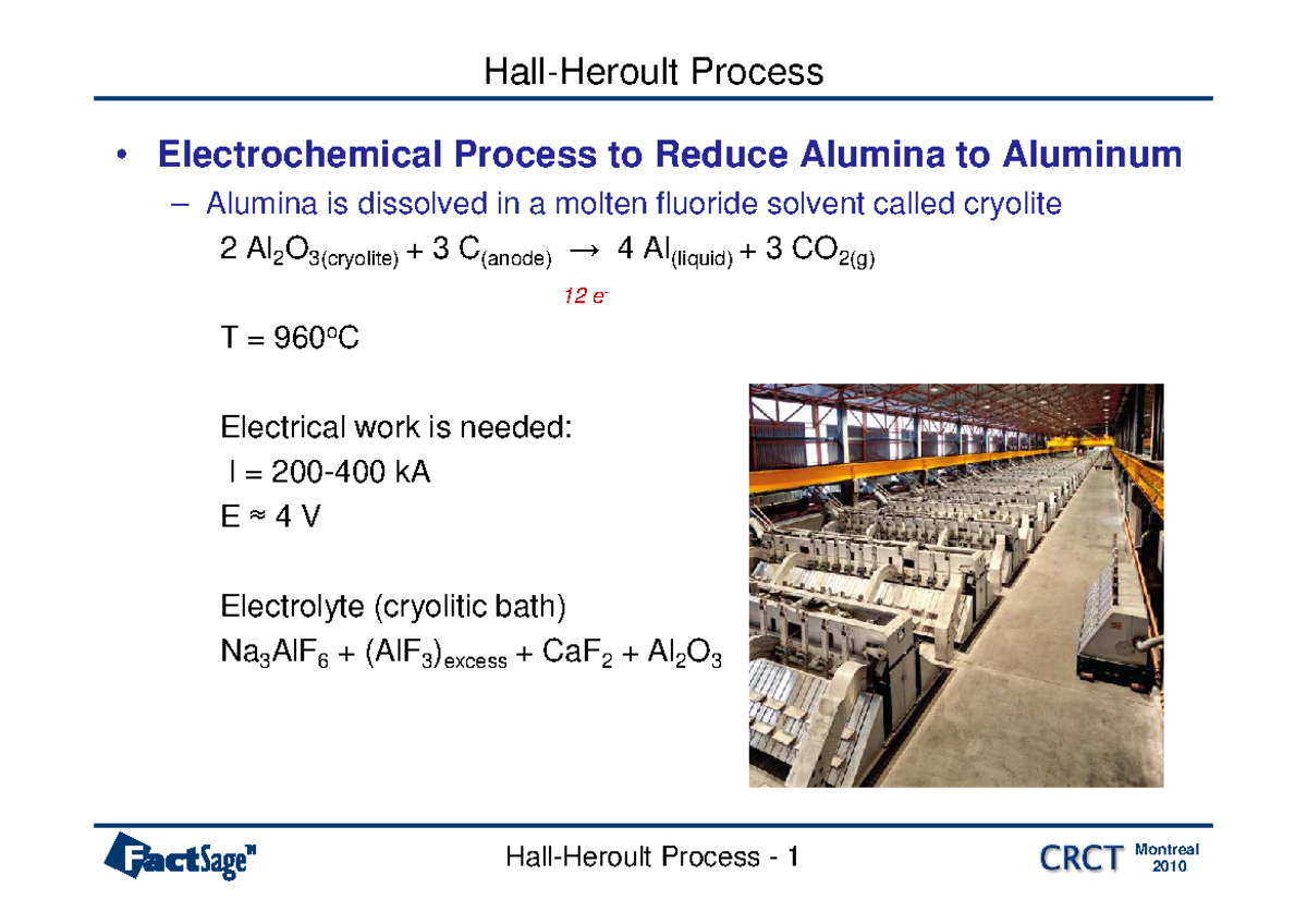 Workshop Hall-Heroult - Hall-Heroult Process • Electrochemical Process ...