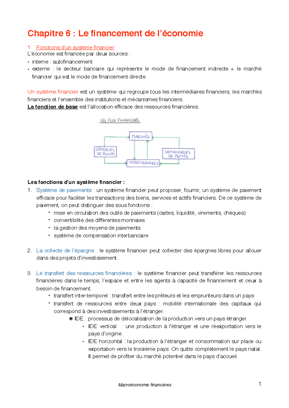 Chapitre 5 théorie des organisations - Chapitre 6 : Le financement de l’économie 1. Fonctions d ...