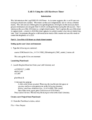 Lab1 - Lab Doc for COEN 317 - LAB 1: Introduction to the ZYNQ ZC702 “Hello World” Introduction ...