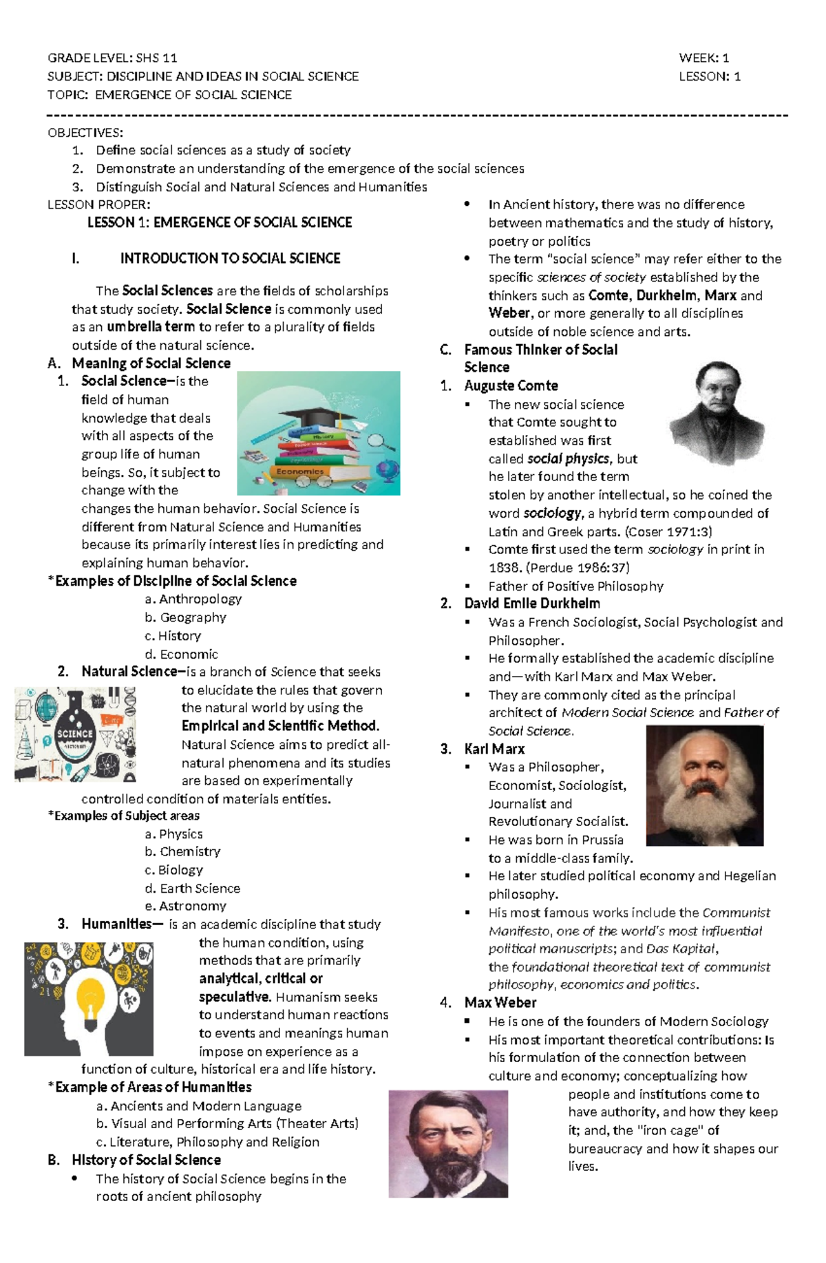 DISC - Discipline and Ideas in Social Sciences - GRADE LEVEL: SHS 11 ...