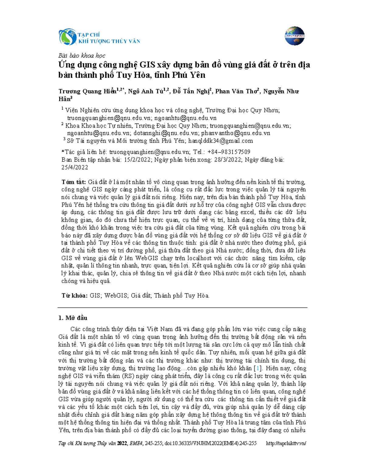 Ng dng cong ngh GIS xay dng bn d v - Bài báo khoa học Ứng dụng công nghệ GIS xây dựng bản đồ ...