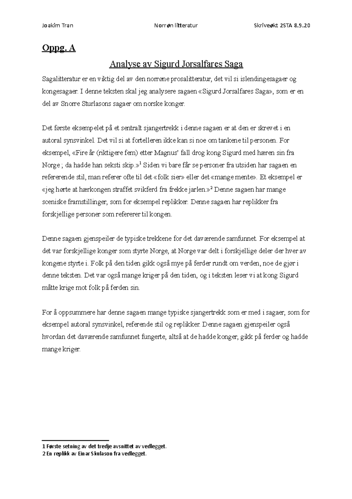 Analyse av norrøn litteratur fra VG2 - Studocu