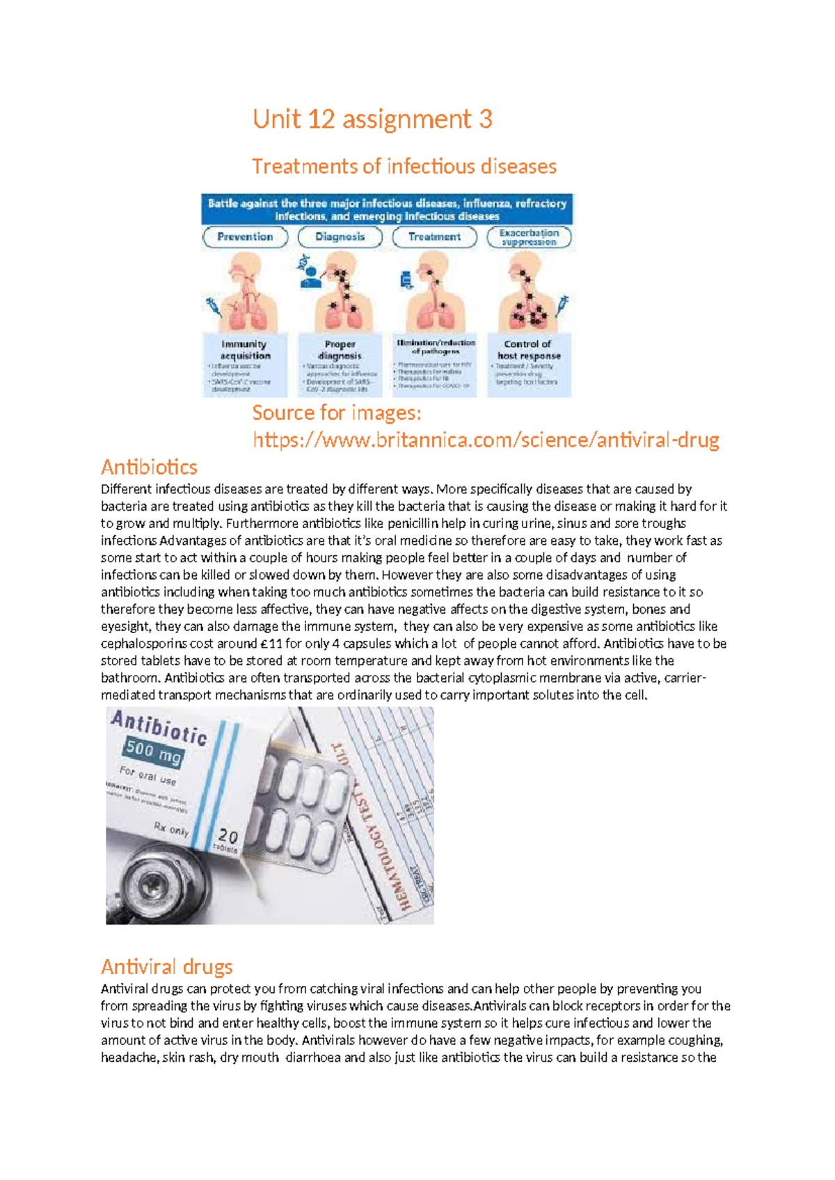Assignment 3 unit 12 - Unit 12 assignment 3 Treatments of infectious diseases Source for images ...