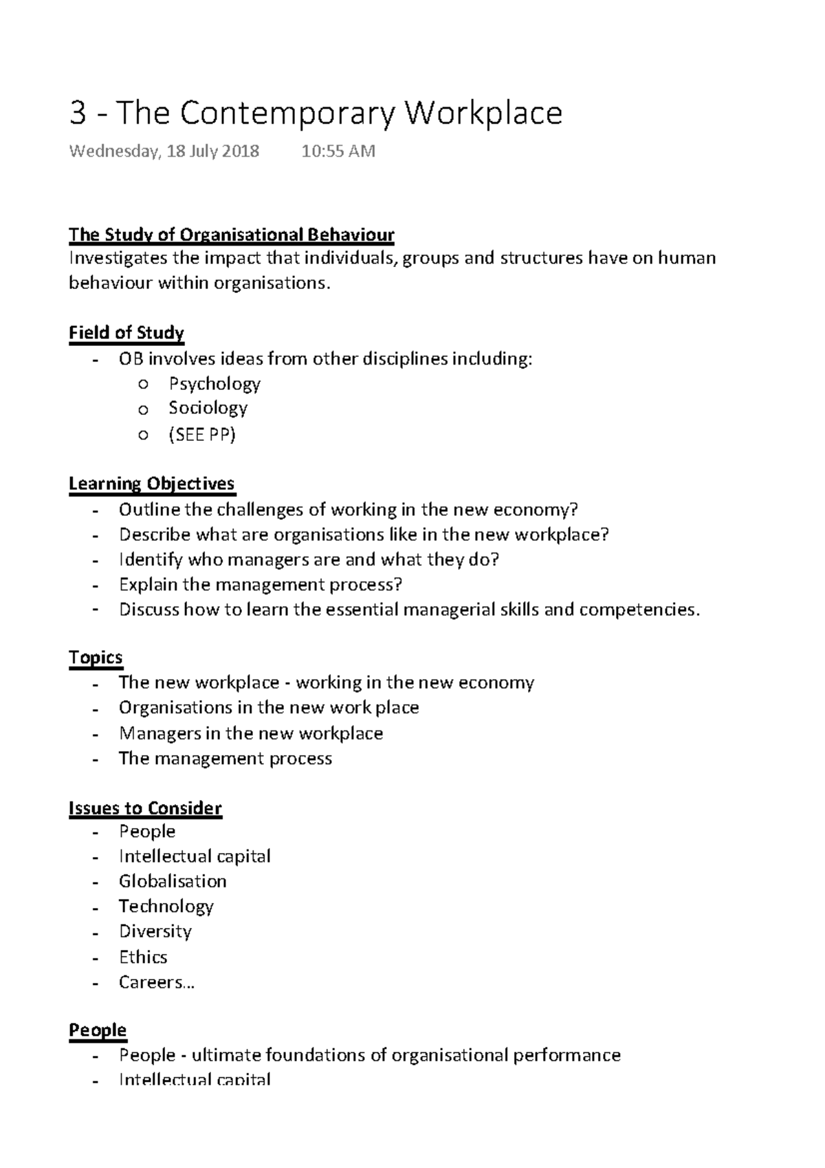 MGMT101 Lecture 3 - Warning: TT: undefined function: 32 The Study of Organisational Behaviour ...