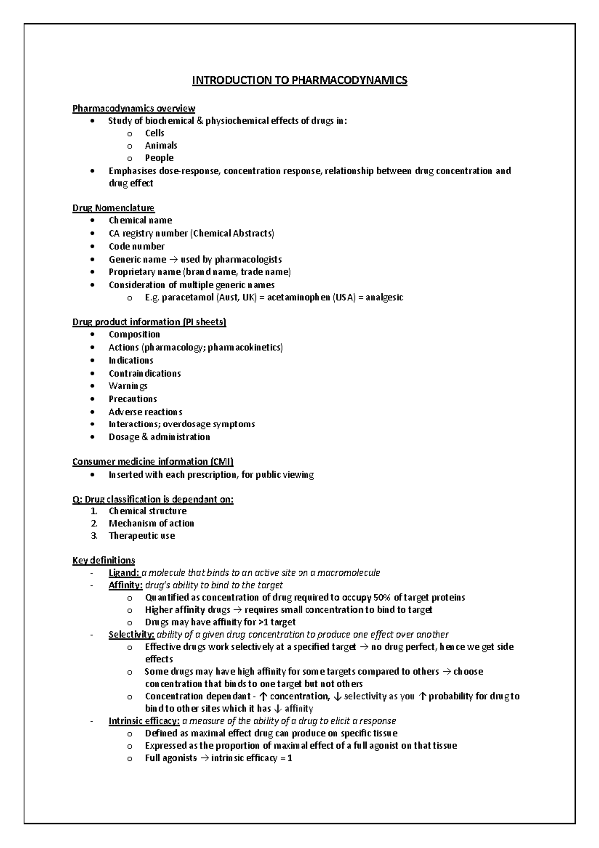 Introduction TO Pharmacodynamics - INTRODUCTION TO PHARMACODYNAMICS ...