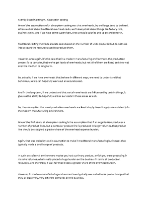 Examples of types of costing - Over or Under-Absorption What we know ...