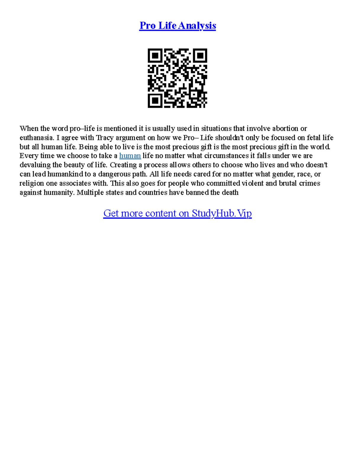 Pro Life Essays - Pro Life Analysis When the word pro–life is mentioned ...
