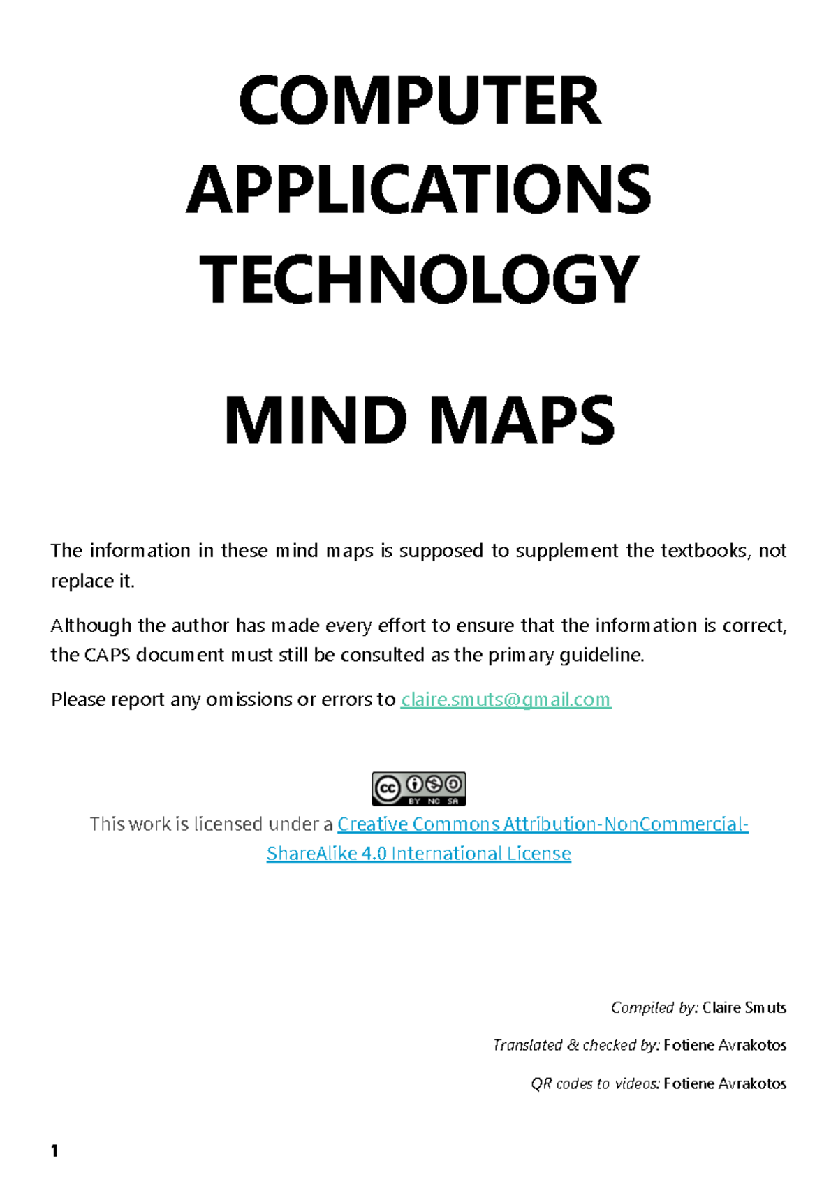 Theory - summary QRcodes - COMPUTER APPLICATIONS TECHNOLOGY MIND MAPS ...