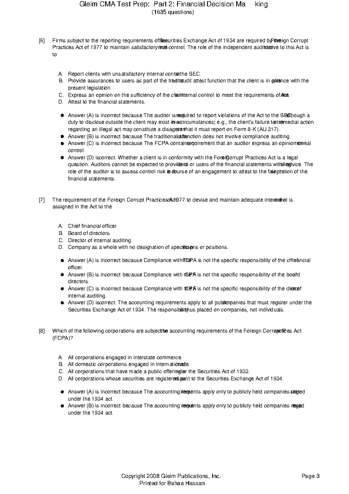 CMA USA Part 2 MCQ 1635 Gleim -2 - [6] Firms subject to the reporting ...