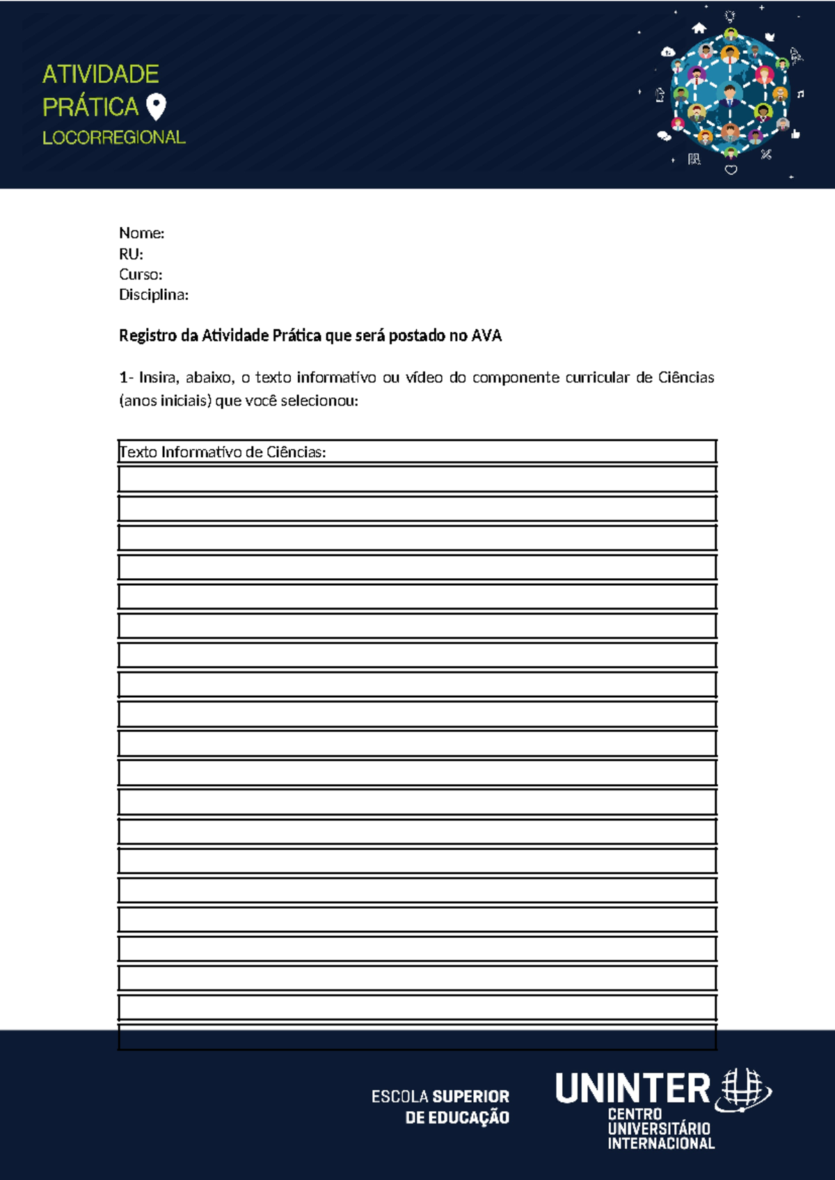 Template da Pratica (1) - Nome: RU: Curso: Disciplina: Registro da ...