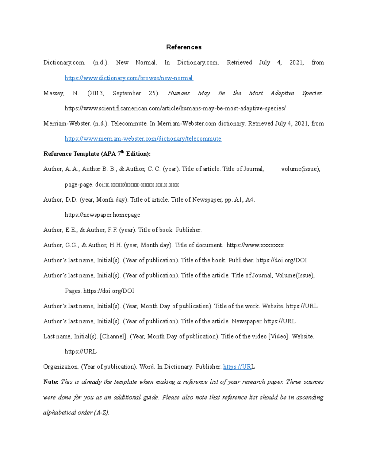 Reference Format Refersences Soruce References Dictionary N